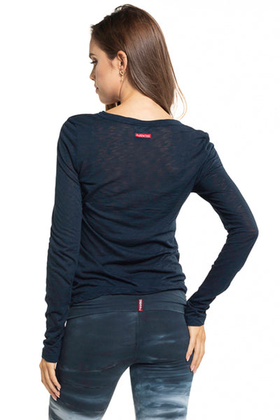 Basic Sexy Long Sleeve V Neck Slub T Hard Tail Forever